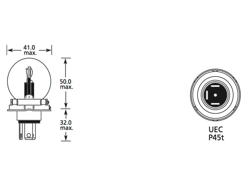 Light Bulb (Filament) R2, 12V, 45/40W, P45t (Box 1 pc.)