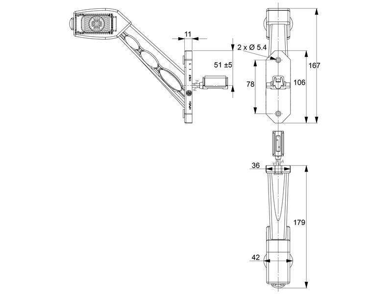 LED Outline Front, Rear & Side Facing Marker Light, RH, 12-24V