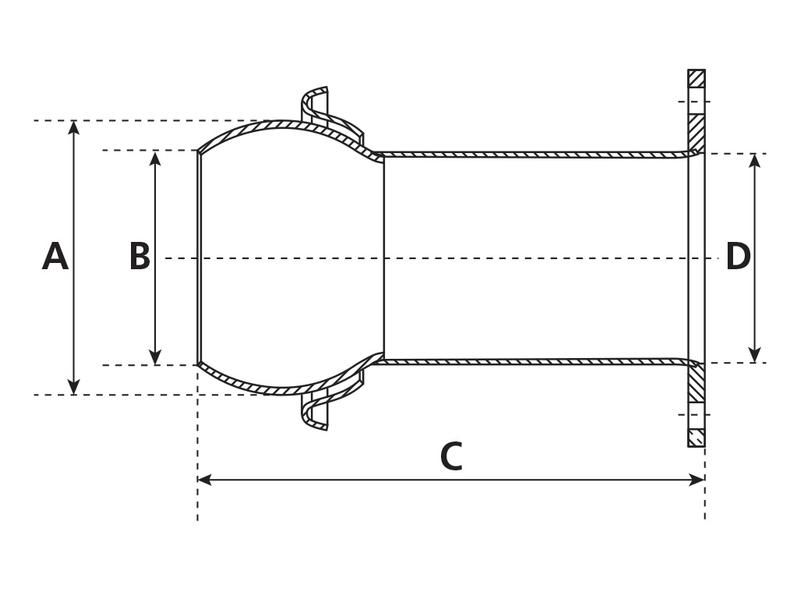 Coupling with Square Flange - Male 4'' (100mm) x (100mm) (Galvanised)