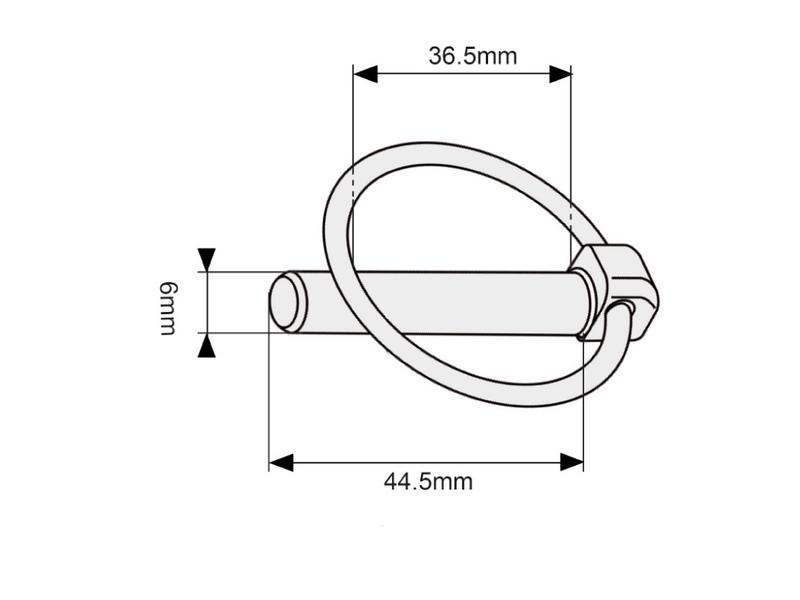 Round Linch Pin, Chain & Hook Assembly, Pin Ø6mm