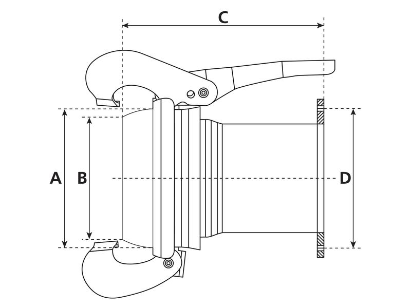 Coupling with Square Flange Short - Male 4'' (108mm) x (100mm) (Galvanised)
