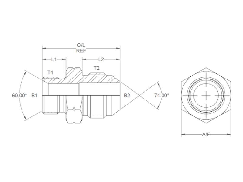 Hydraulic Adaptor M18 x 1.50 Metric Male x 3/4'' JIC Male