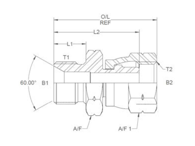 Hydraulic Adaptor M18 x 1.50 Metric Male x M16 x 1.50 Metric Swivel Female