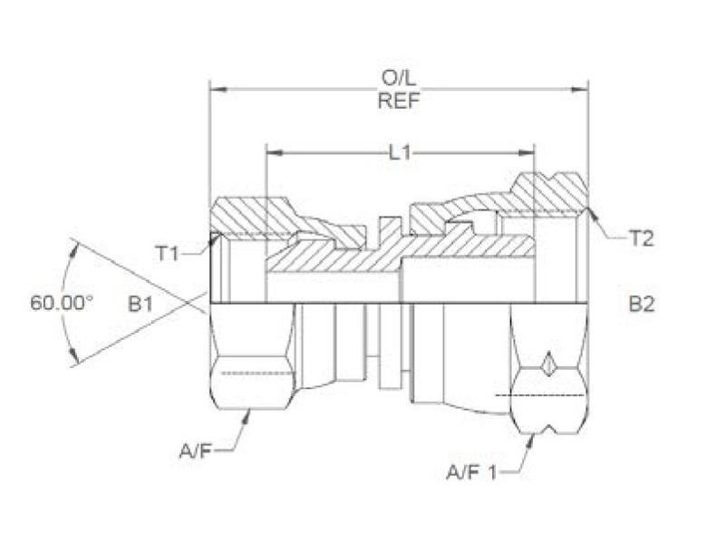 Hydraulic Adaptor 3/8'' BSP Swivel Female x M18x1.50 Metric Swivel Female