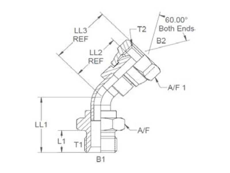 Hydraulic Adaptor 3/4'' BSP Male x 3/4'' BSP Swivel Female 135° Swept Elbow