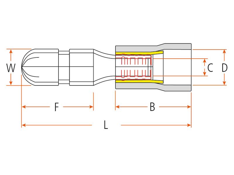 Agripak 25 pcs. Pre Insulated Bullet Terminal - Male, 4.0mm, Red