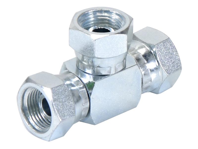 Hydraulic Tee Piece 3/8'' BSP Swivel Female x 3/8'' BSP Swivel Female x ...