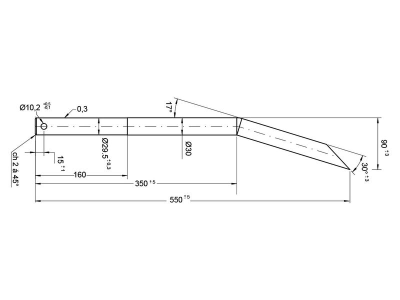 Loader Tine - Curved 550mm, (Round)
