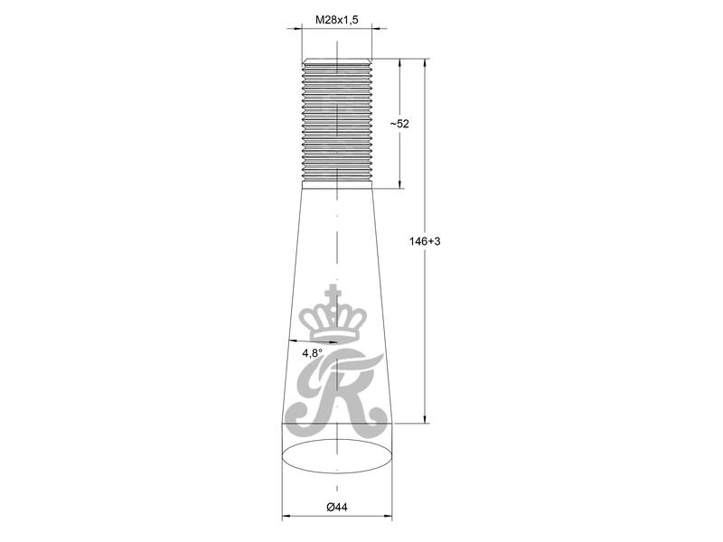 Loader Tine - Straight 915mm, Thread size: M28 x 1.50 (Square)
