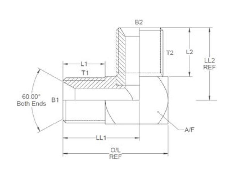 Hydraulic Adaptor 3/8'' BSP Male x 3/8'' BSP Male 90° Compact Elbow