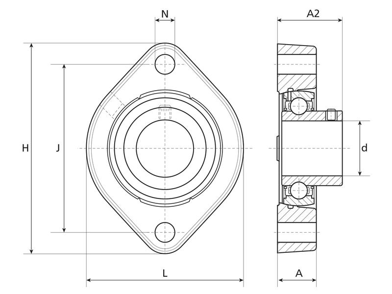 NTN SNR Two-Bolt Flanged Unit (USFD205)