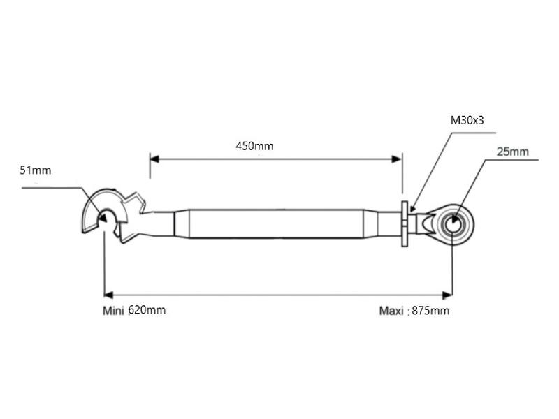 Top Link (Cat.2/2 (Ø25/25mm)) Ball and Q.R. Hook, M30 x 3.00, Min ...