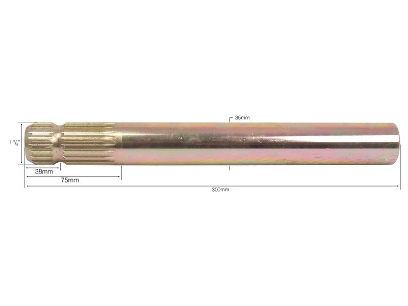 PTO Splined Shaft - One End - 1 3/8'' - 6 Spline, Length: 300mm