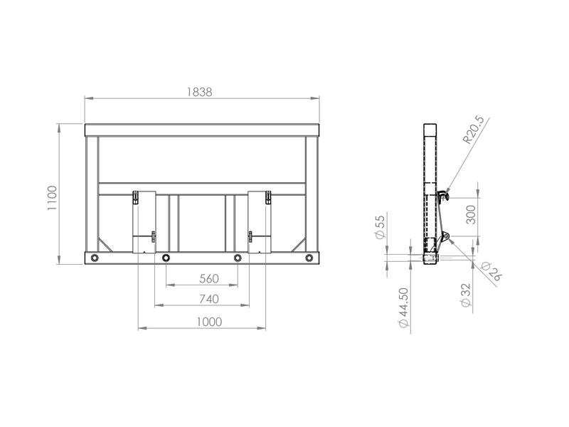 Heavy Duty Big Square Bale Frame - Not Supplied With Tines