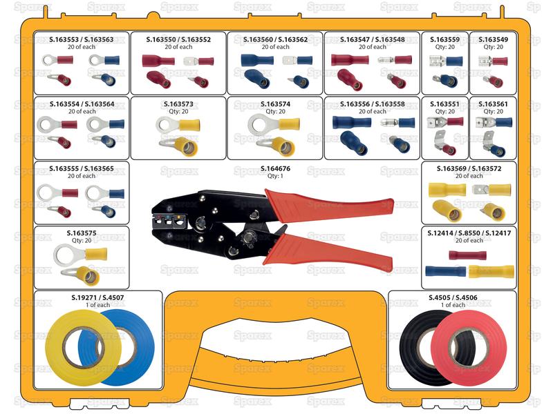 Pre Insulated Terminal Kit with Crimp Tool, Double Grip Assorted (Carry ...