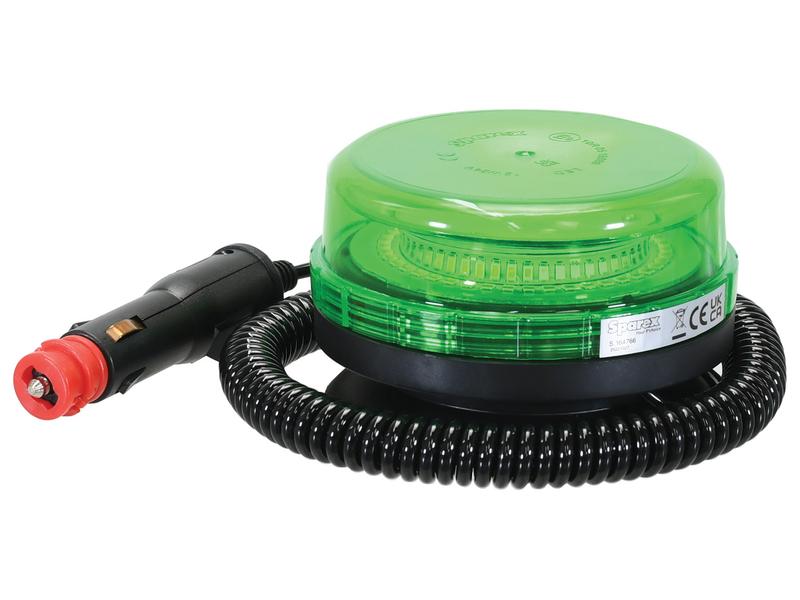 LED Rotating Beacon, Green, Magnetic 12-24V