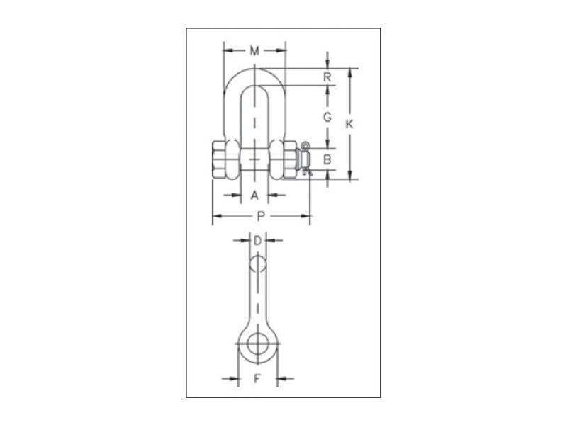 Bolt Type Chain Shackle G2150 - SWL: 8 1/2T, Size: 1''