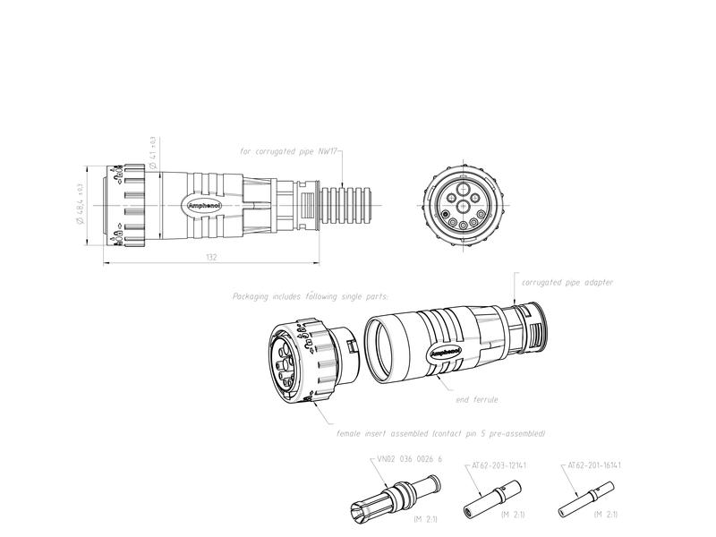 ISOBUS Plug DuraMate™ 2x45A (6mm²) With corrugated pipe adapter