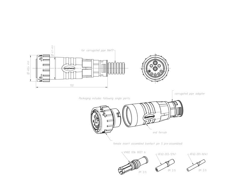 ISOBUS Plug DuraMate™ 2x60A (10mm²) With corrugated pipe adapter