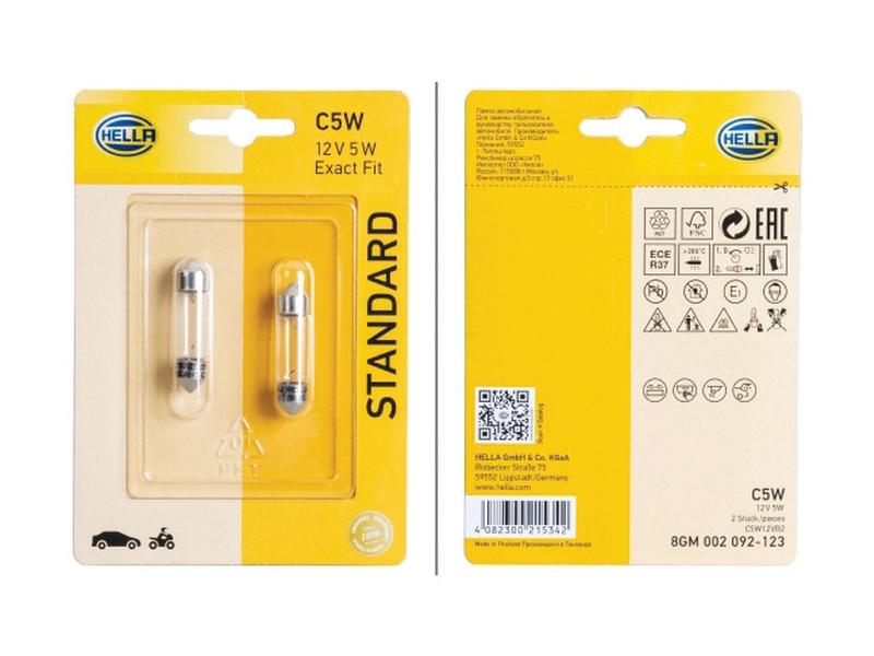 Glühlampe (Halogen) C5W, 12V, 5W, SV8.5-8 (Clamshell 2 Stk.)