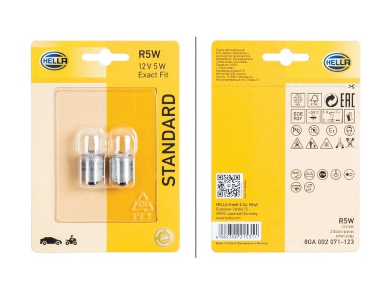 Light Bulb (Halogen) R5W, 12V, 5W, BA15s (Clamshell 2 pcs.)