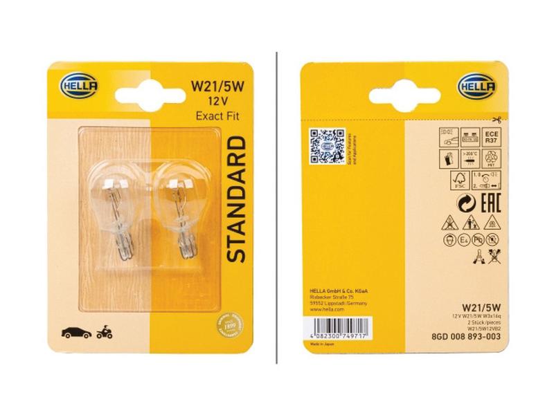 Light Bulb (Halogen) W21/5W, 12V, 21/5W, W3x16q (Clamshell 2 pcs.)