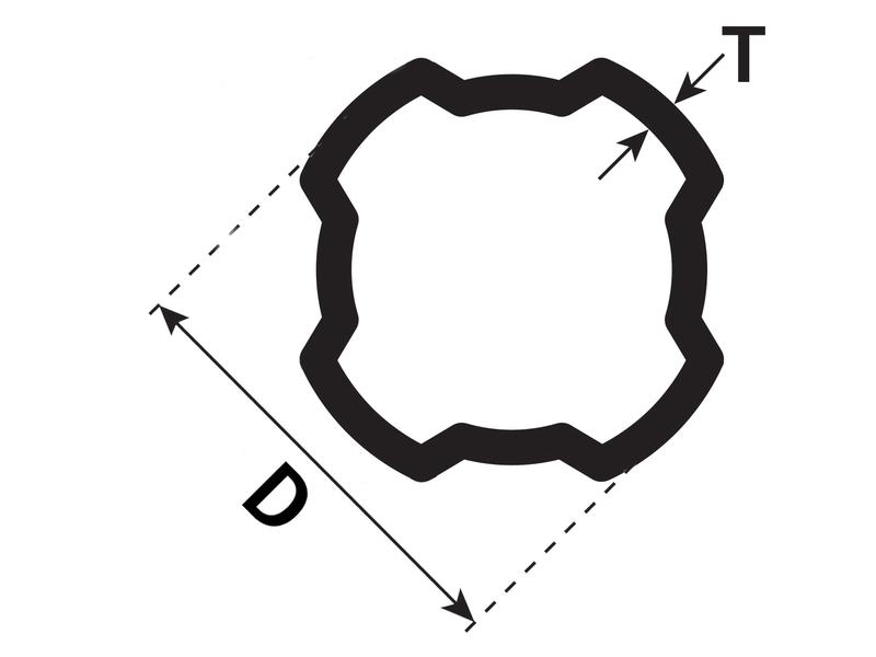 PTO Tube - Square Profile , Length: 1.5M (12246)