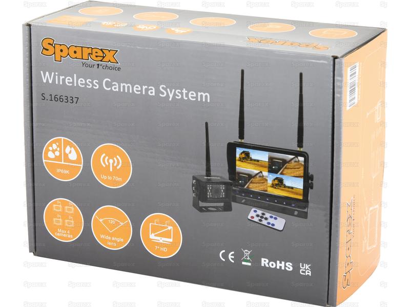 Funk-Kamerasystem mit 1 x 7'' Digital Wireless 4QUAD split HD monitor with audio and DVR ...