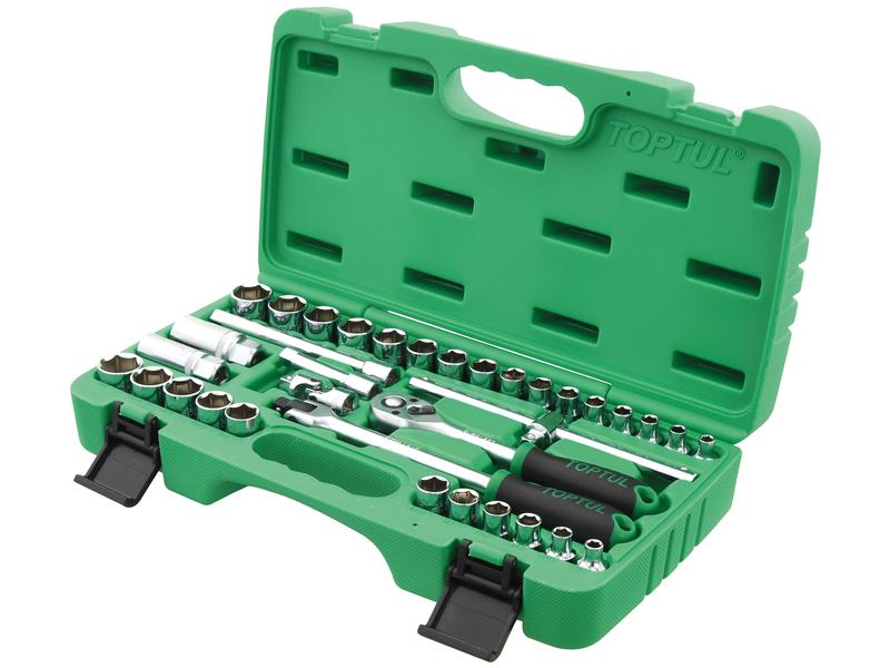 35 pc. Professional Grade 3/8'' Dr. Flank Socket Set (Metric & SAE)