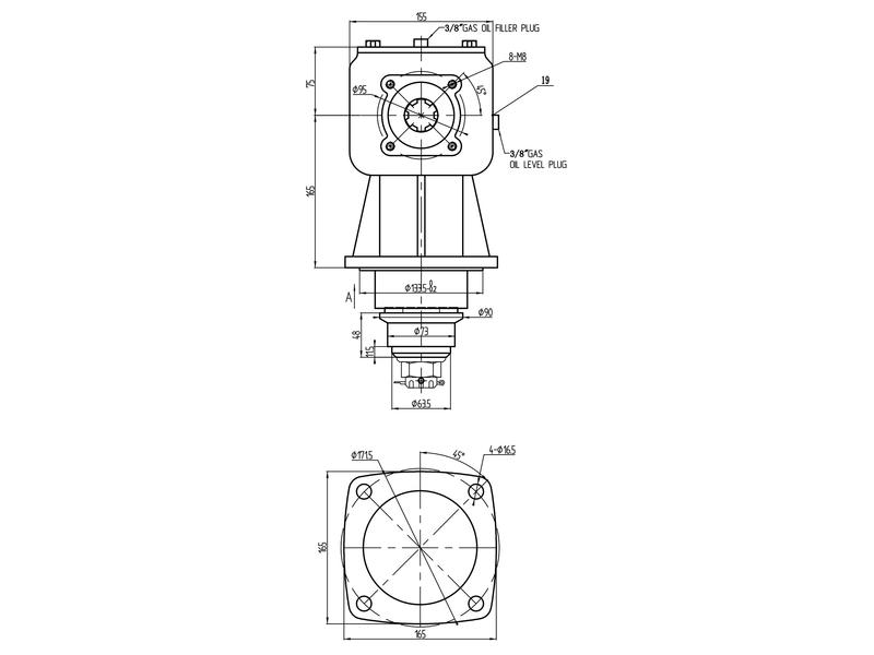 Gearbox, 30 hp, Ratio: 1:1:92, Spline Input: 1-3/8'' x 6, Type: LF205 ...