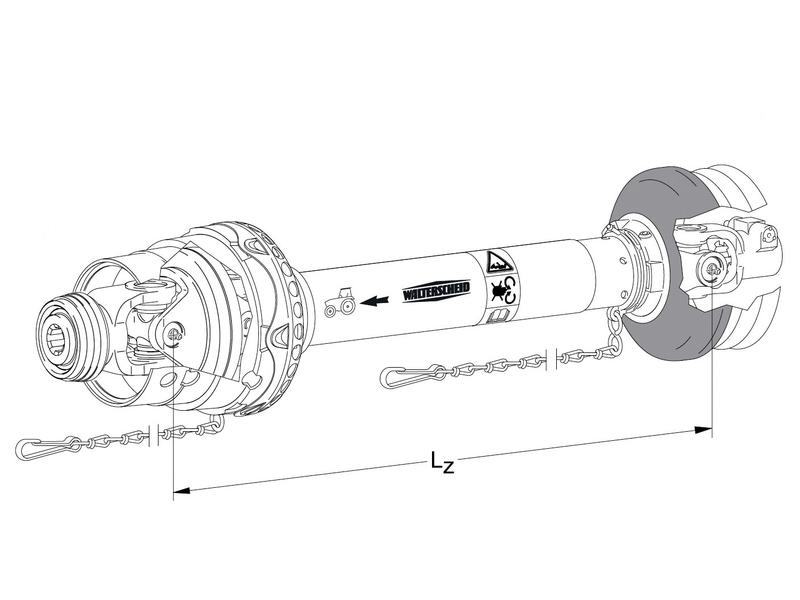 Walterscheid PTO Shaft - EUCV Wide Angle - One End, (Lz) Length: 1210mm ...