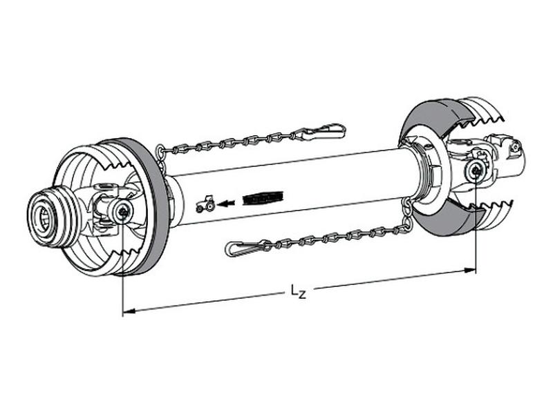 Walterscheid PTO Shaft - (Lz) Length: 710mm, 1 3/8'' x 6 Spline Slide ...