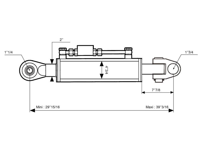 Hydraulic Top Link (Cat.3/4 (Ø32/45mm)) Knuckle and Ball, Cylinder Bore ...
