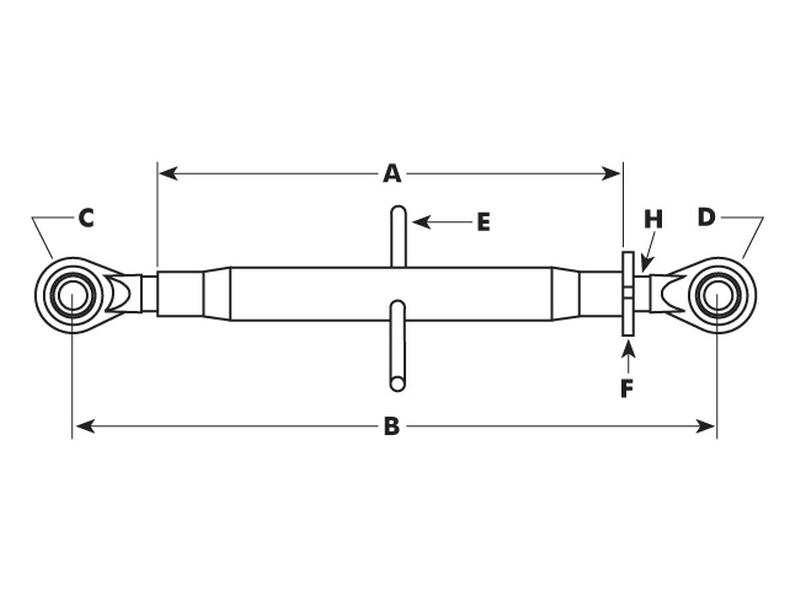 Top Link (Cat.2/2 (Ø25/25mm)) Ball and Ball, 1-1/8, Min. Length: 549mm.