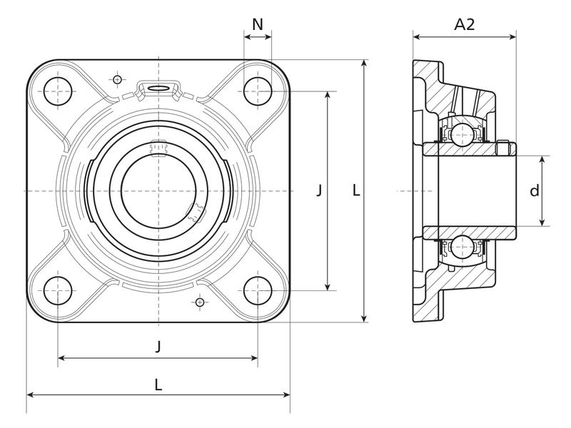 Sparex Four-Bolt Flanged Unit (UCF208-24)