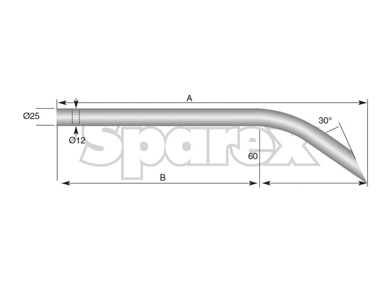 Loader Tine - Curved 560mm, (Round)