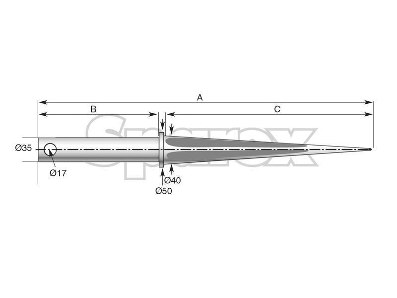 Loader Tine - Straight 850mm, (Star)