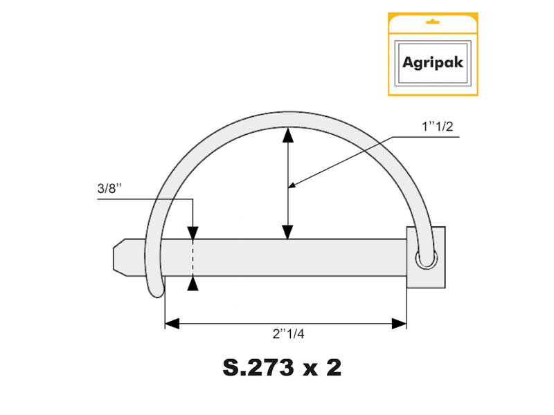 Shaft Locking Pin, Pin Ø9.5mm x 57mm (2 pcs. Snap pack)
