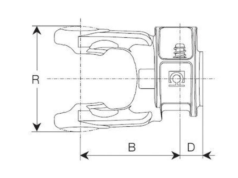 PTO Yoke - Quick Release (U/J Size: 30.2 x 79.4mm) Size: 1-3/8''-6 Spline