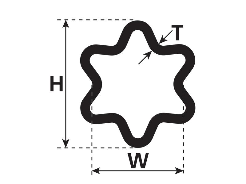 PTO Tube - Star Profile, Length: 1M (S5)