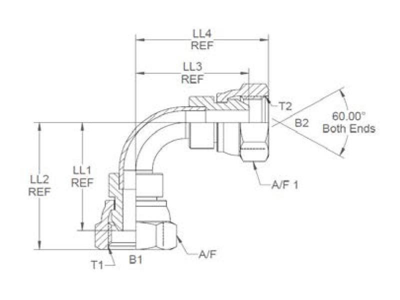 Hydraulic Adaptor 3/8'' BSP Swivel Female x 3/8'' BSP Swivel Female 90° Swept Elbow