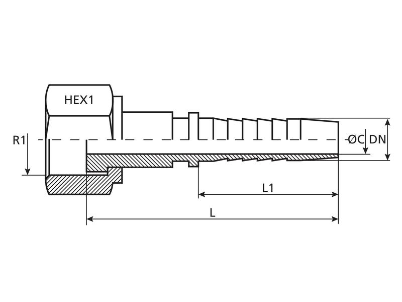 Dicsa ORFS Hose Insert 1/4'' x 9/16'' Female Thread Straight Swivel