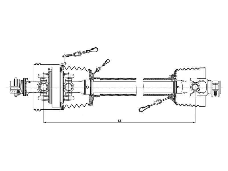 Aftakas 1-zijdig Groothoek AW35/W2480 (Lz) 970mm 1 3/8 x 6 Splines 80° Groothoek x 1 3/8'' x 6 ...