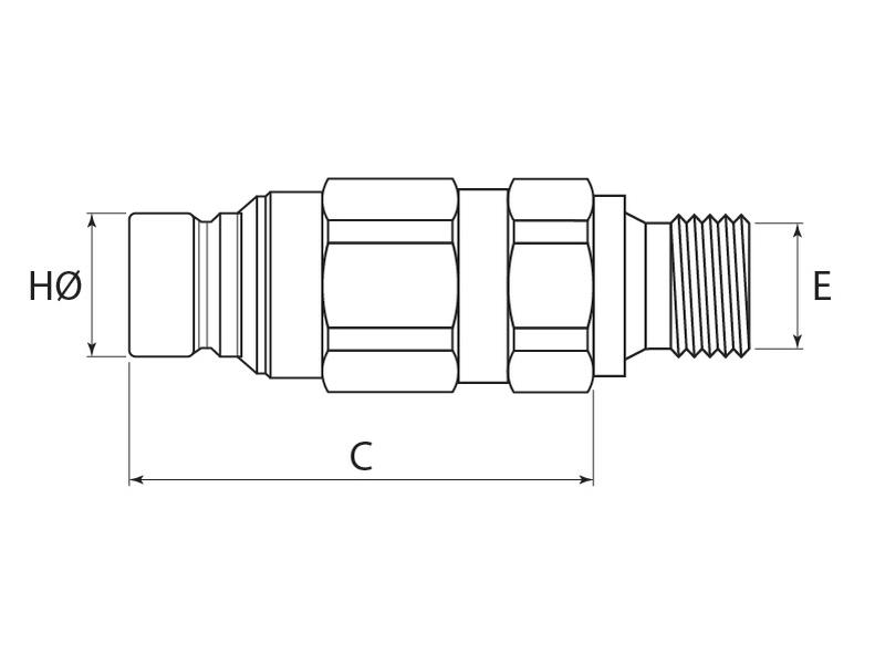 Stauff Flat Faced Coupling Male 3/8'' Body x M18 x 1.50 Metric Male Thread