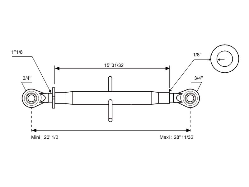 Top Link (Cat.1/1 (Ø19/19mm)) Ball and Ball, 1-1/8, Min. Length: 520mm.