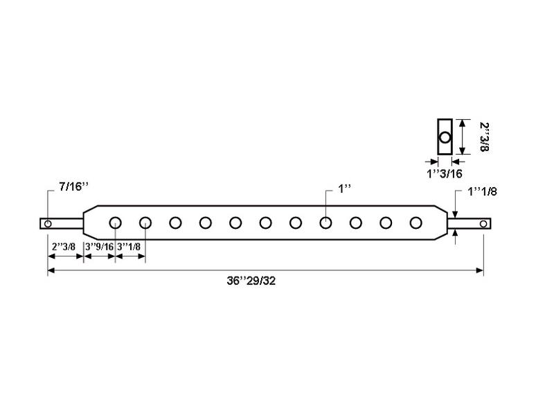 Flat Drawbar (Cat. 2) No. holes: 9, 937mm