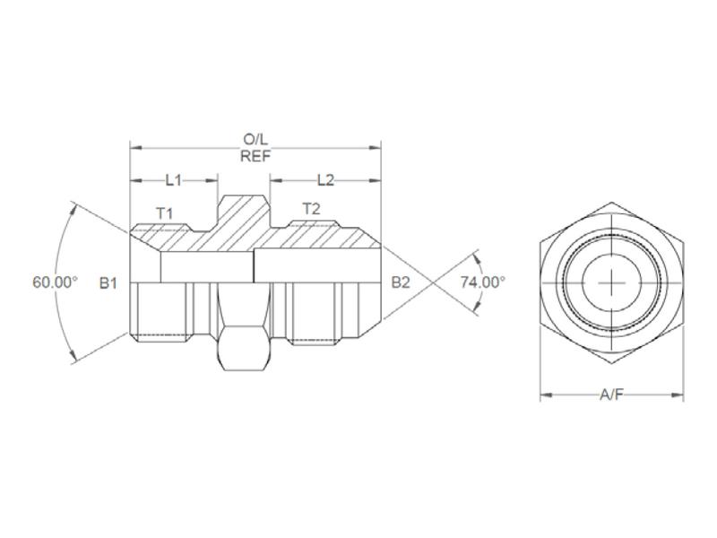 Hydraulic Adaptor 3/8'' BSP Male x 3/4'' JIC Male