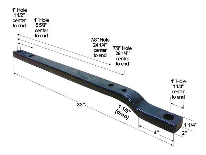 Swinging Drawbar without Clevis - Overall length: 840mm - Section: 30x49mm