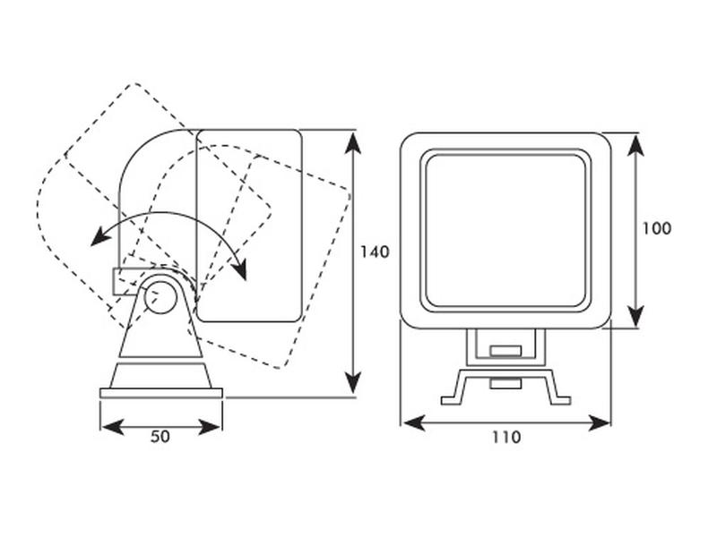 Work Light (Halogen), Square, RH & LH, 12V