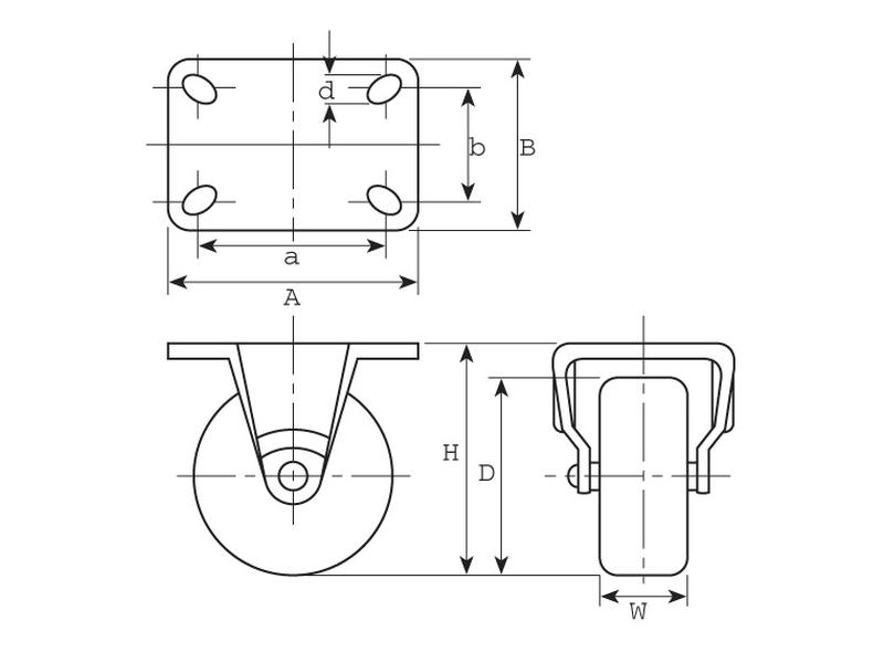 Fixed Rubber Castor Wheel - Capacity: 75kgs, Wheel Ø: 100mm